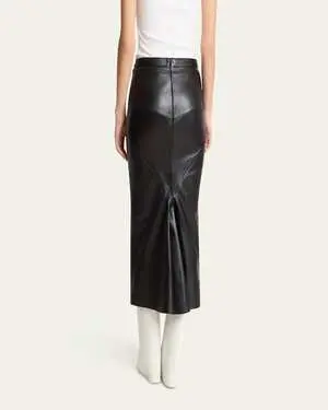 Givenchy Lambskin Leather Midi Pencil Skirt With Godet Back