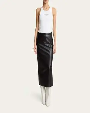 Givenchy Lambskin Leather Midi Pencil Skirt With Godet Back