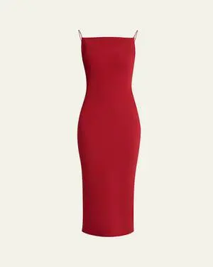 Givenchy Square-neck Sleeveless Midi Dress - Dark Red