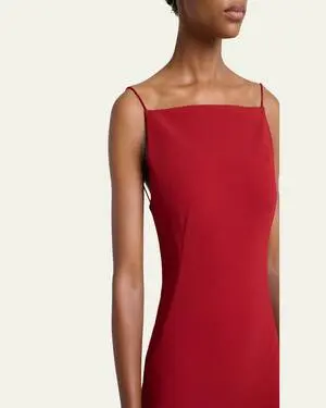 Givenchy Square-neck Sleeveless Midi Dress - Dark Red