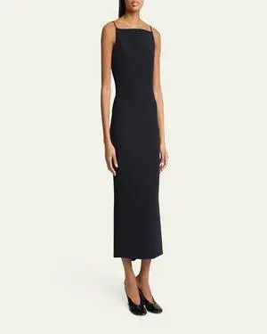 Givenchy Square-neck Sleeveless Midi Dress - Dark Red