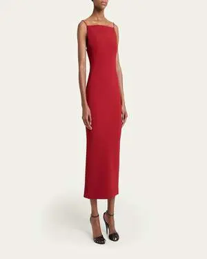 Givenchy Square-neck Sleeveless Midi Dress - Dark Red