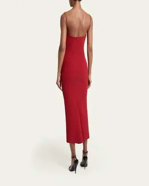Givenchy Square-neck Sleeveless Midi Dress - Dark Red