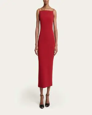 Givenchy Square-neck Sleeveless Midi Dress - Dark Red