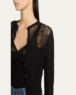 Chloé Embroidered Pointelle Cotton Combo Top