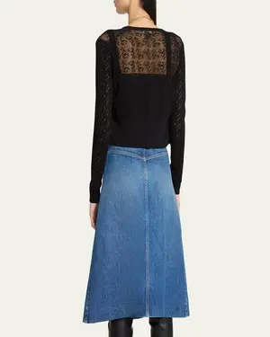 Chloé Embroidered Pointelle Cotton Combo Top