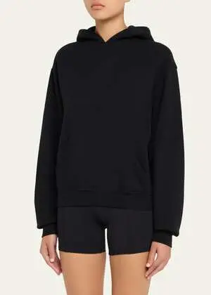 SKIMS Cotton Fleece Hooded Pullover - Onyx