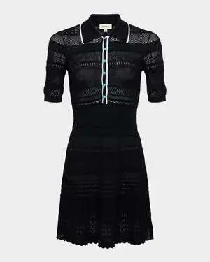 L'Agence Dakoa Collared Flare Mini Dress In Blackwhite - 60% Off |  Editorialist