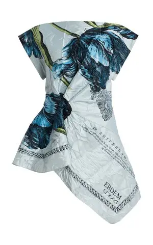 Erdem Printed Asymmetric Top - Blue