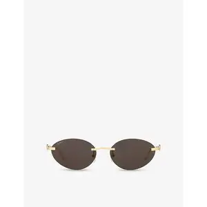 CARTIER Ct0504s Oval-frame Metal Sunglasses - Gold