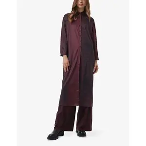LEEM Abstract-print Relaxed-fit Maxi Shirt