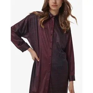 LEEM Abstract-print Relaxed-fit Maxi Shirt