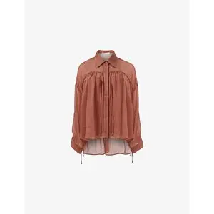 LEEM Gathered Drawstring-detail Woven Shirt
