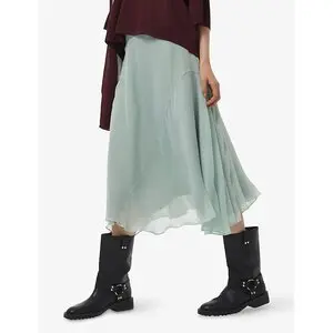 LEEM Asymmetric-panel High-waist Chiffon Midi Skirt