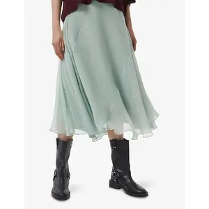LEEM Asymmetric-panel High-waist Chiffon Midi Skirt