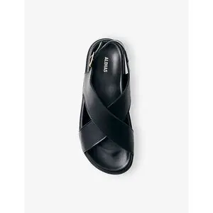 ALOHAS Nico Crossover Leather Sandals - Black
