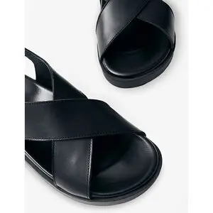 ALOHAS Nico Crossover Leather Sandals - Black