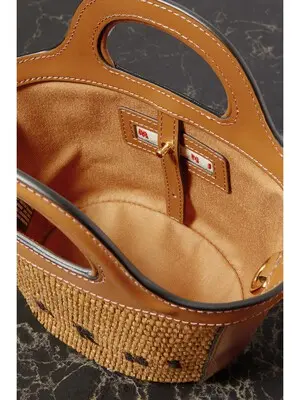 Marni Tropicalia Micro Embroidered Raffia Tote - Brown