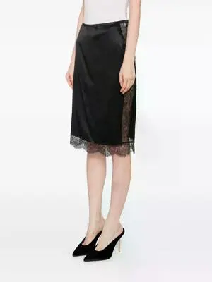 TOM FORD Lace-trimmed Satin Skirt - Black