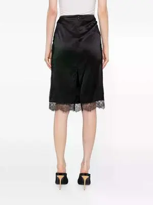 TOM FORD Lace-trimmed Satin Skirt - Black
