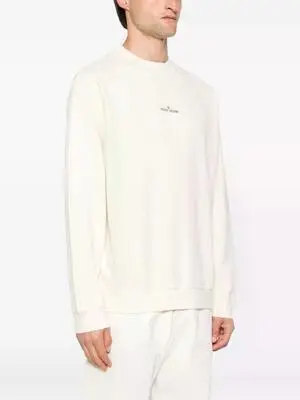 Stone Island Logo-print Cotton Sweatshirt - Neutrals