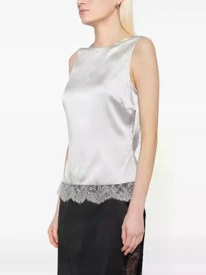 TOM FORD Lace-trimmed Sleeveless Top - Silver