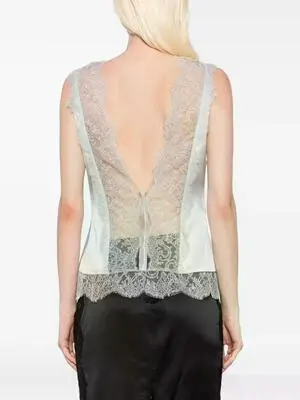 TOM FORD Lace-trimmed Sleeveless Top - Silver