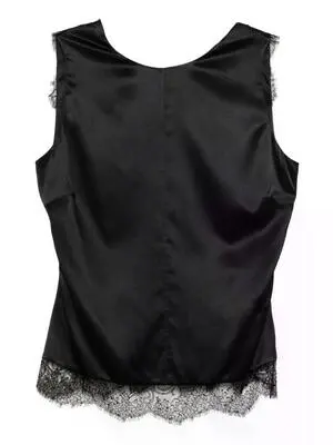 TOM FORD Lace-trimmed Satin Top - Black