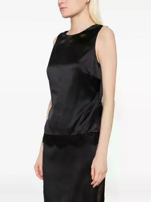 TOM FORD Lace-trimmed Satin Top - Black