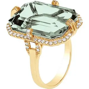 Goshwara Emerald Cut Blue Topaz And Diamond Ring In 18k Gold - Translucent Green