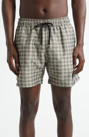 Amiri Quad Monogram Print Swim Trunks - Black