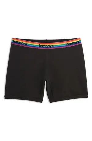 TOMBOYX 6-inch No Fly Boxer Briefs - Black Rainbow Logo