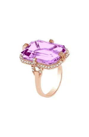 Goshwara Emerald Cut Ring With Pavé Diamonds - Lavender