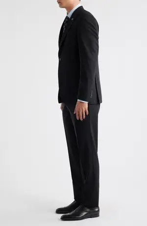 JACK VICTOR Stacie Trim Fit Solid Wool Suit - Black