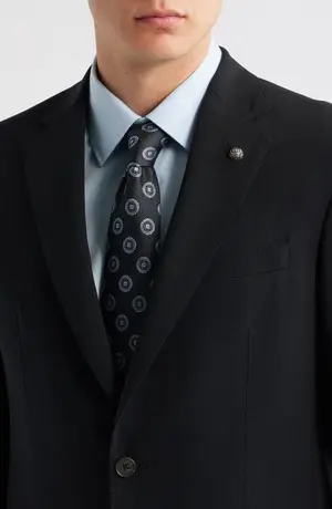 JACK VICTOR Stacie Trim Fit Solid Wool Suit - Black