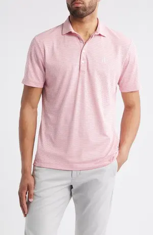 Johnnie-o Dru Stripe Performance Polo - Azalea