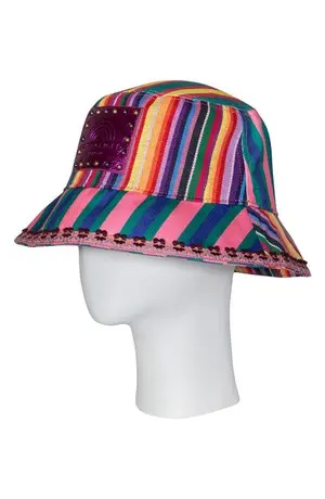 Kurt Geiger Southbank Mix Stripe Bucket Hat - Dark Rainbow