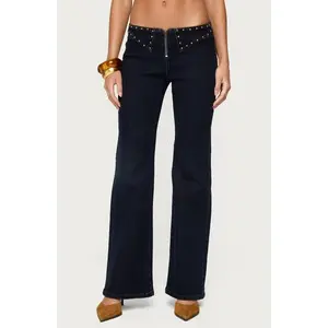 EDIKTED Carys Low-rise Stud Flare Jeans