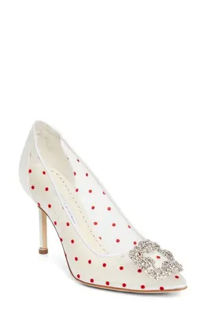 Manolo Blahnik Hangisi Pump - Red/ Light Cream