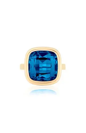 Goshwara Manhattan Cushion Cut Topaz Cocktail Ring - Deep Blue