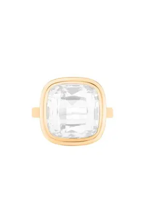 Goshwara Manhattan Cushion Cut Topaz Cocktail Ring - White