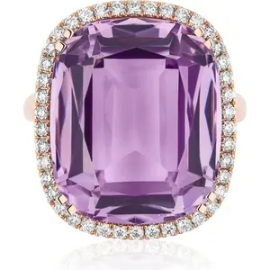 Goshwara Cocktail Ring With Cushion Cut Blue Topaz And Diamonds In 18k Gold - Amethyst
