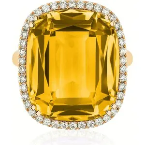 Goshwara Cushion Cut Blue Topaz And Diamond Ring - Citrine