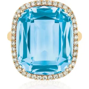 Goshwara Cushion Cut Blue Topaz And Diamond Ring - Pale Blue