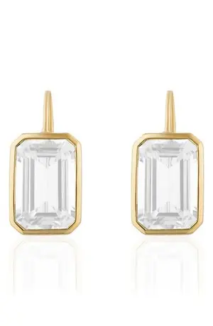Goshwara Gossip Emerald Cut Drop Earrings - White