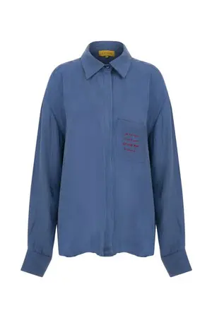 JE TE VEUX Linen Ocean Shirt - Blue