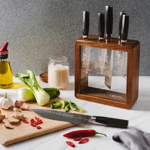 CUISINE::PRO Damashiro Emperor® Mokuzai 7-piece Knife Block