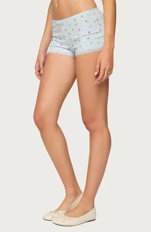 EDIKTED Aurea Floral Lace Micro Shorts