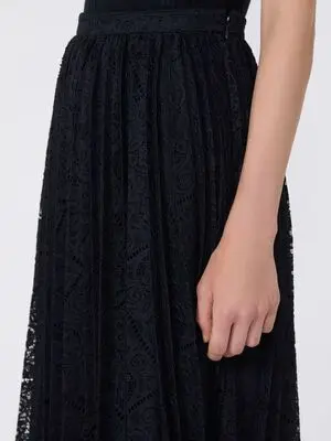 Max Mara Plissé-pleated Lace Midi Skirt
