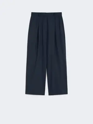 Max Mara Wide Leg Wool Crepe Trousers